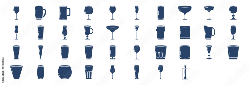 Collection of icons related to Bar glasses, including icons like glass ...