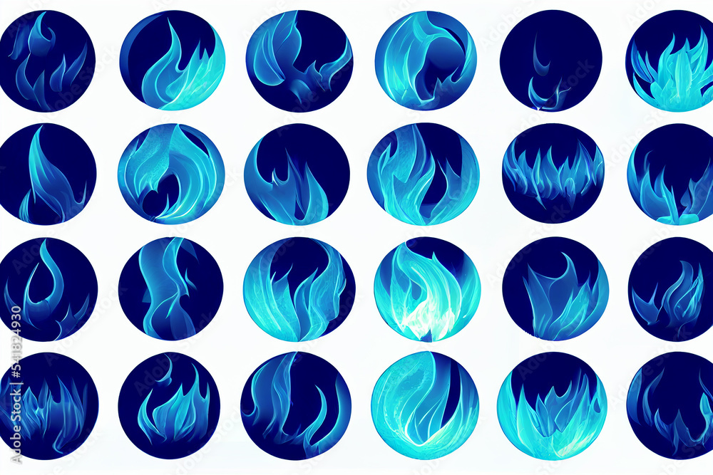 Burning blue fire for animation. Sprite sheet with sequence. Stock ...