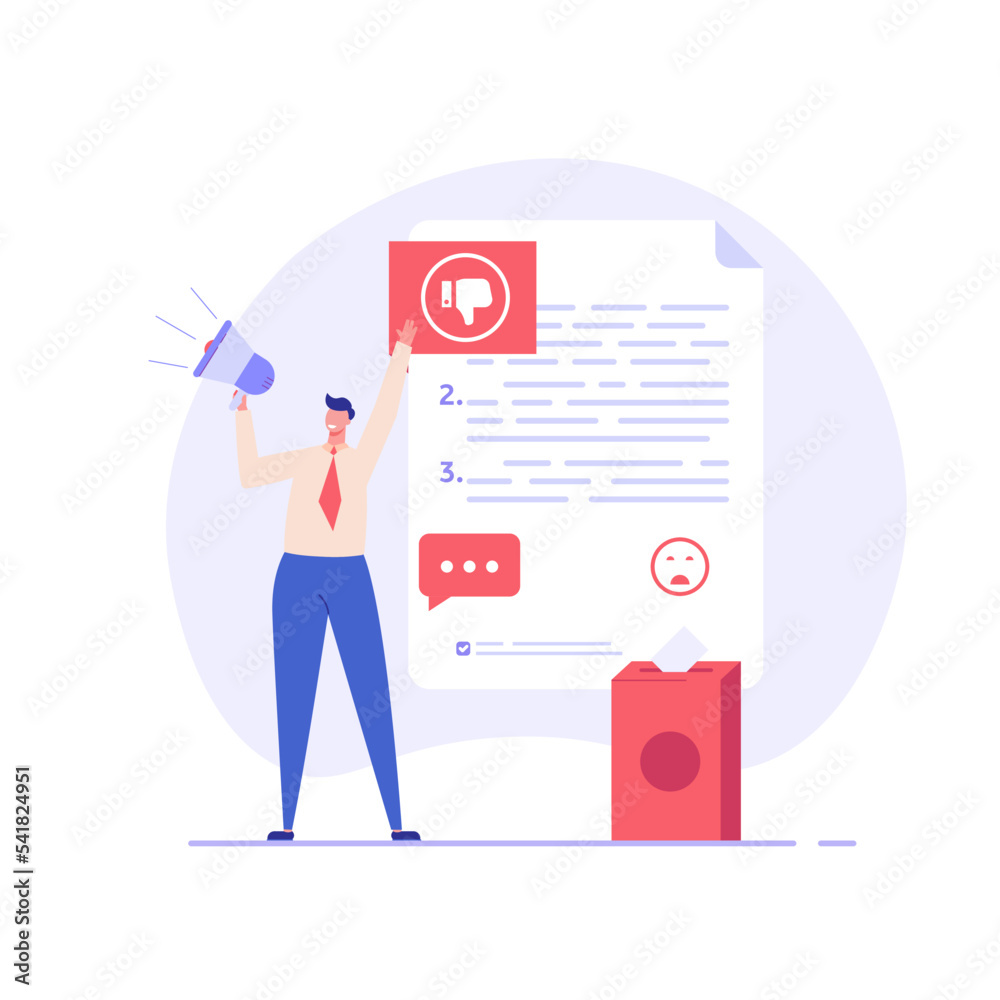 User filling complaint form. Client giving negative feedback at rating ...
