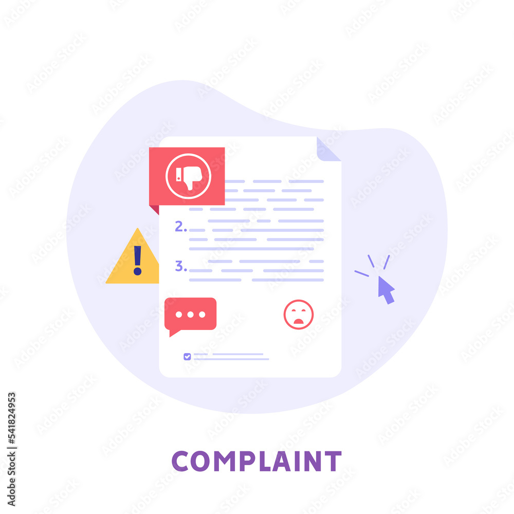 User filling complaint form. Client giving negative feedback at rating ...