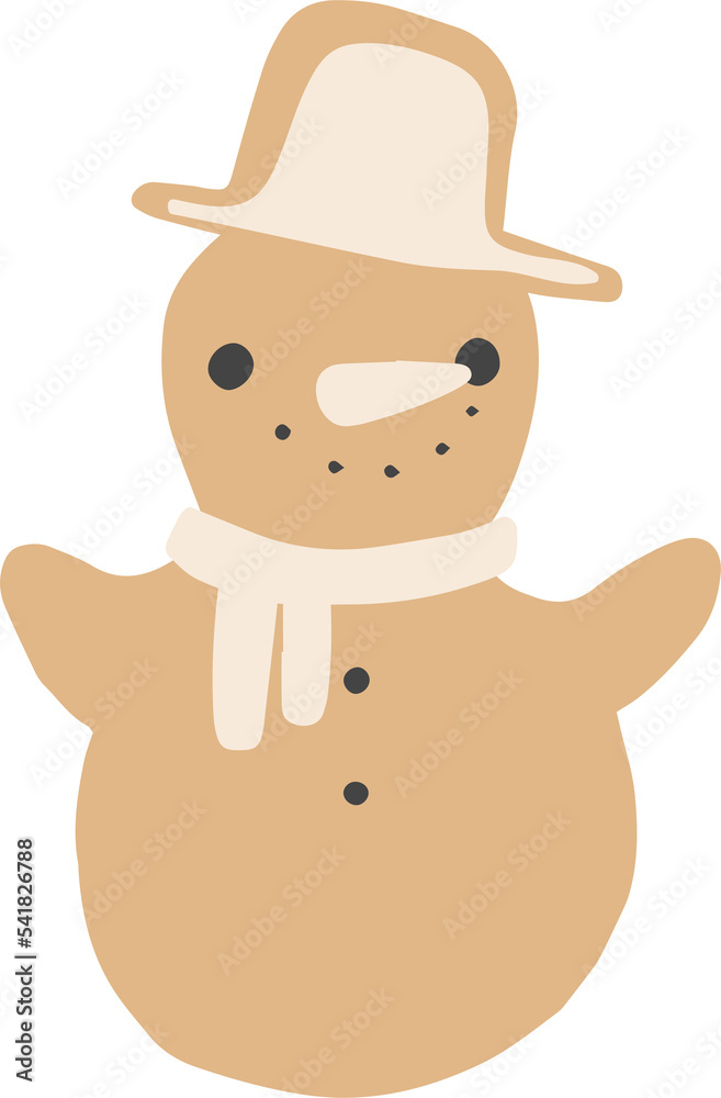 Christmas sweet cookie snowman with frosting decoration, png ...
