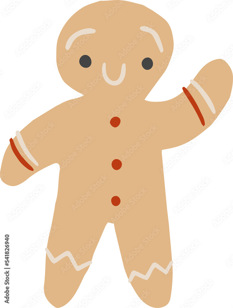 Christmas sweet cookie man with frosting decoration, png illustration ...