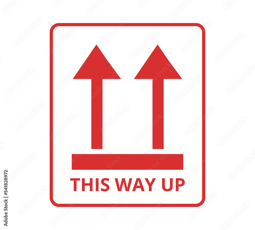 Red This Way Up sign. Stock ベクター | Adobe Stock