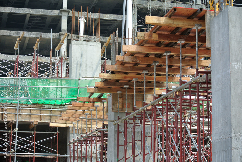 JOHOR, MALAYSIA -APRIL 13, 2016: Scaffolding used as the temporary ...