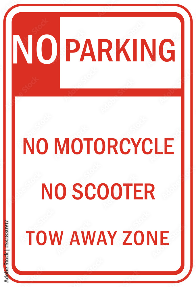 No parking sign and label no motorcycle and scooter Stock Illustration ...