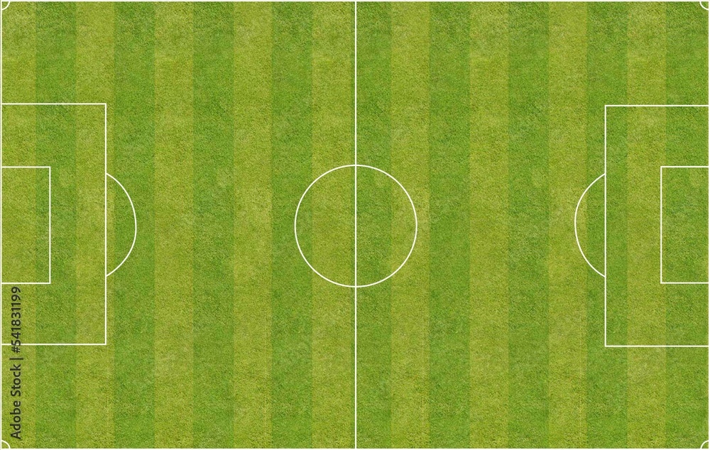 Realistic textured turf football soccer field. 3d rendering. Football ...