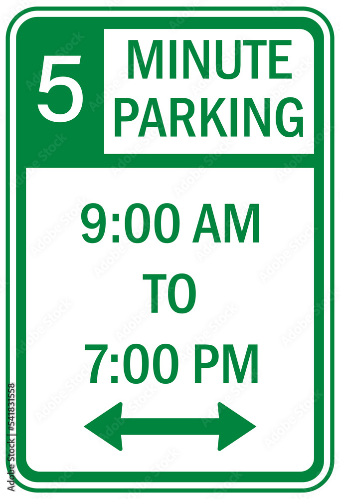 limited time parking sign 5 mnute Stock イラスト | Adobe Stock