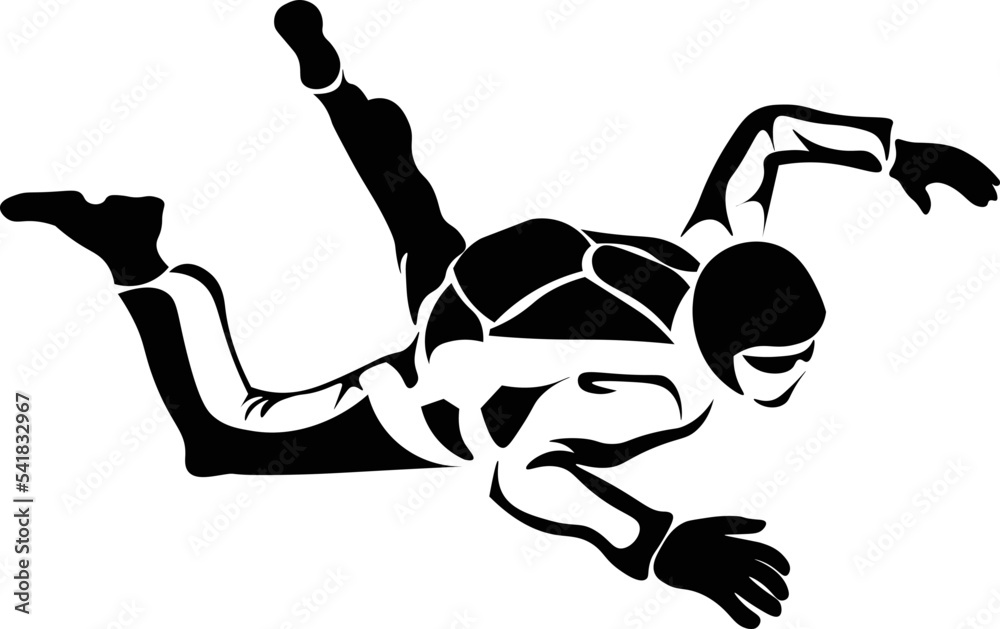 Black and White Cartoon Illustration Vector of A Man in Freefall ...