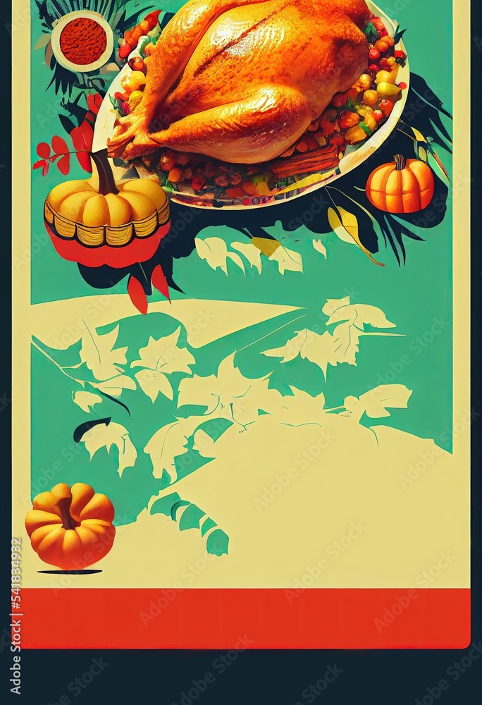 Vintage Thanksgiving day poster template generated with Artificial ...