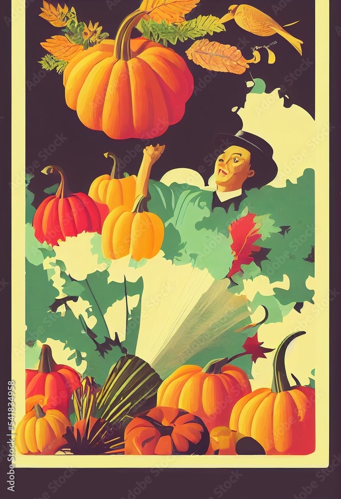 Vintage Thanksgiving day poster template generated with Artificial ...