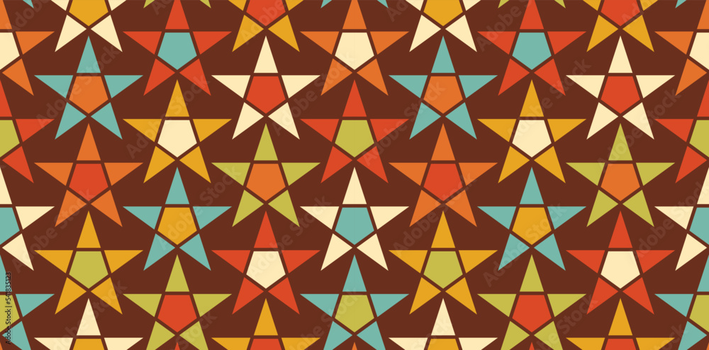 Star retro pattern dark geometric aged disco flat. Vintage texture ...