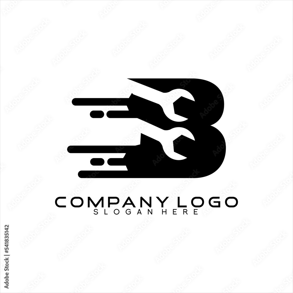 Mechanical letter B vector logo design with fast concept. Stock Vector ...
