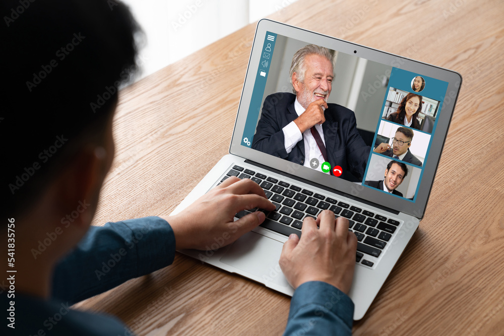 Business people on video conference for modish virtual group meeting of ...