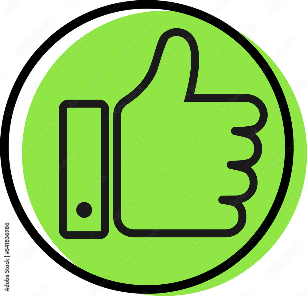 Thumb up symbol. Like sign in circle. Agree icon. Thump up in green ...