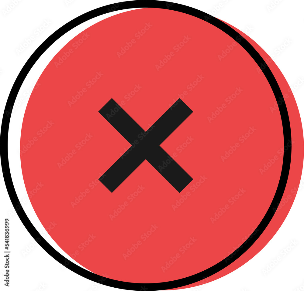 Red cross icon. Error symbol in red. Alert message. Wrong symbol. Cross ...