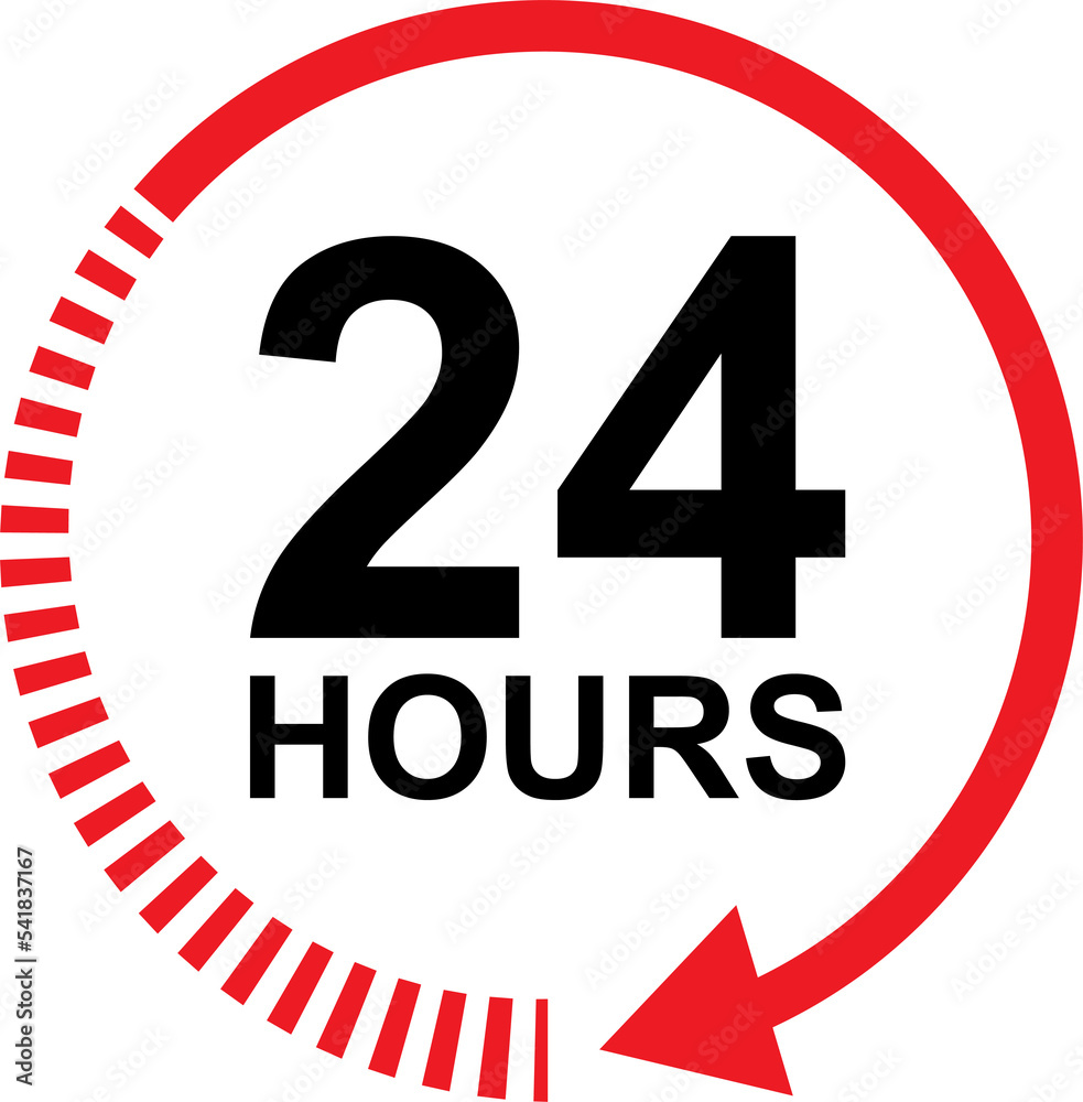 24 7 icon. Work hours in png. Time symbol on transparent background ...