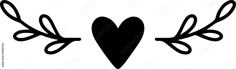 ภาพประกอบสต็อก Love divider. Hand drawn romantic divider. Love divider ...