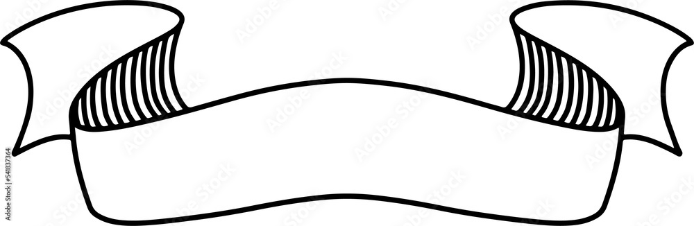 Hand drawn ribbon in png. Banner label illustration. Ribbon label on ...
