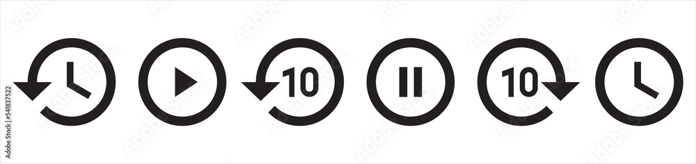 Play with 10 seconds forward and backward button style symbol signs ...