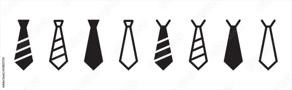 Tie icons style. Necktie and neckcloth symbol signs, vector ...