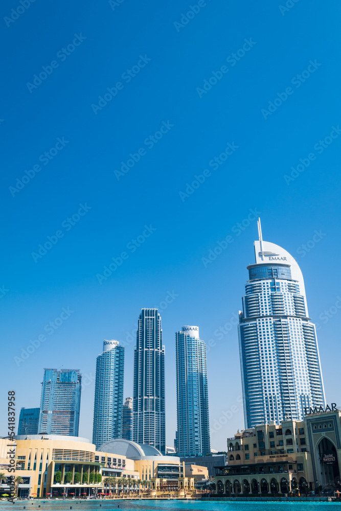 Dubai, UAE - October 2022: Dubai mall exterior architecture with ...