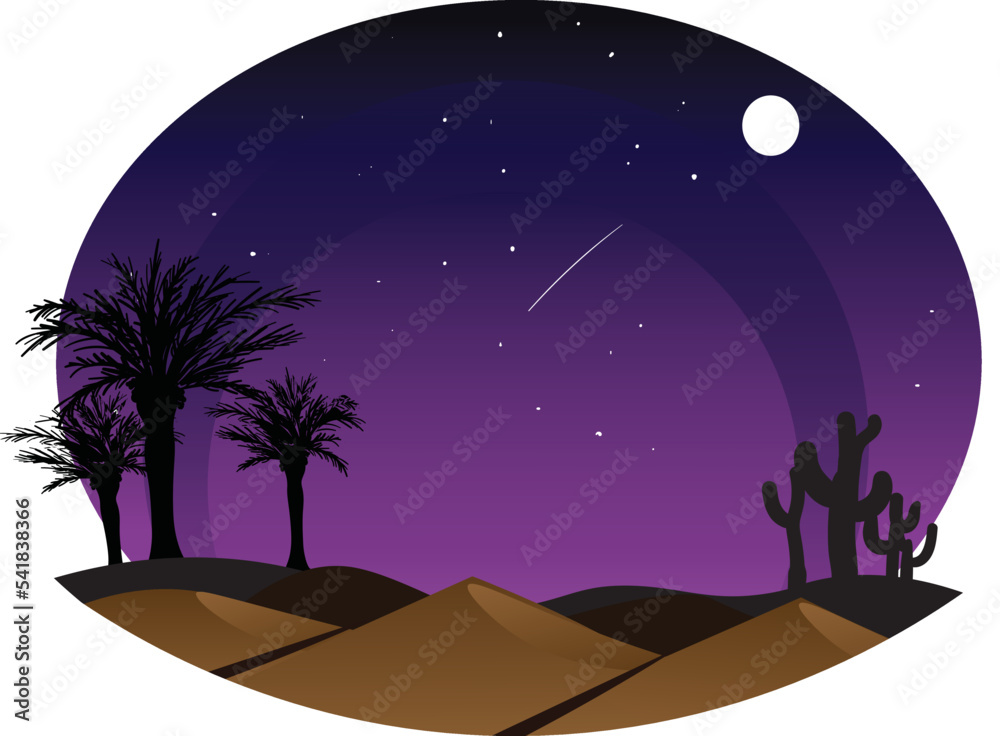 night in the desert Stock Vector | Adobe Stock