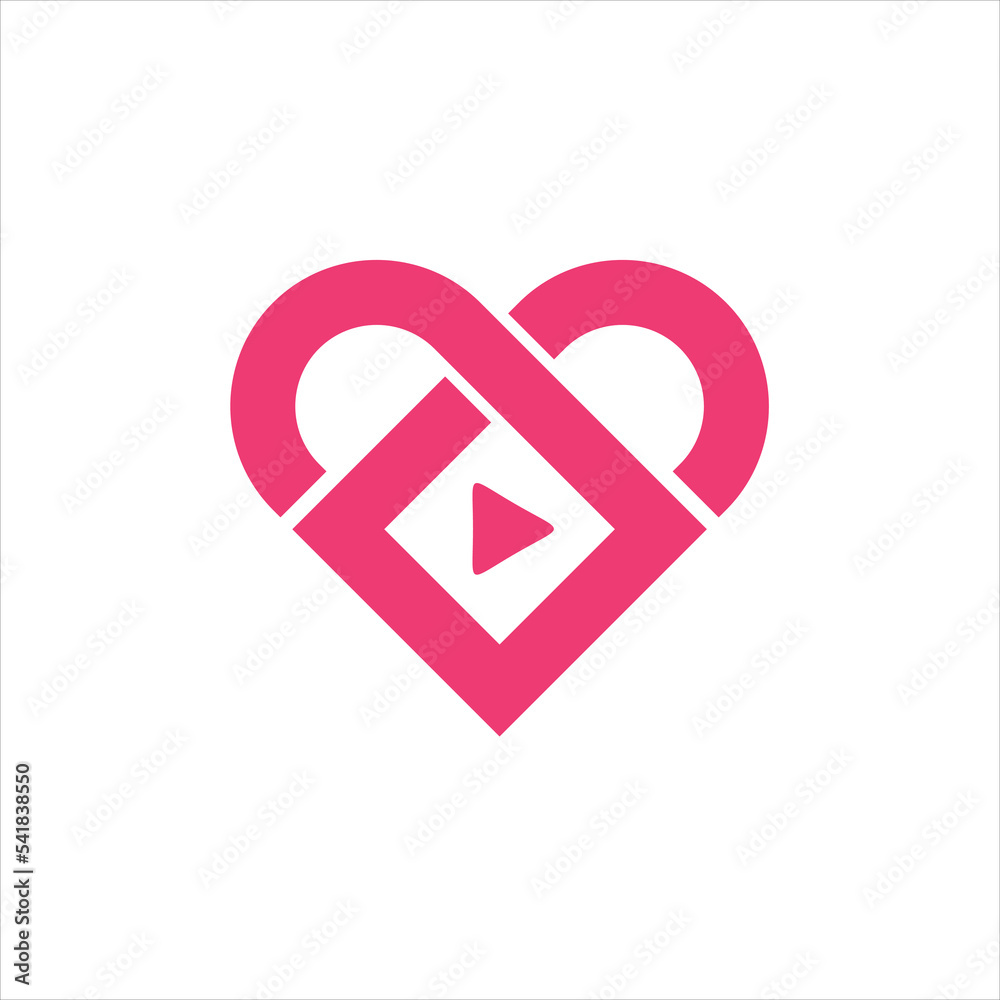 Love With Play Icon Logo Design Template Stock Vector | Adobe Stock