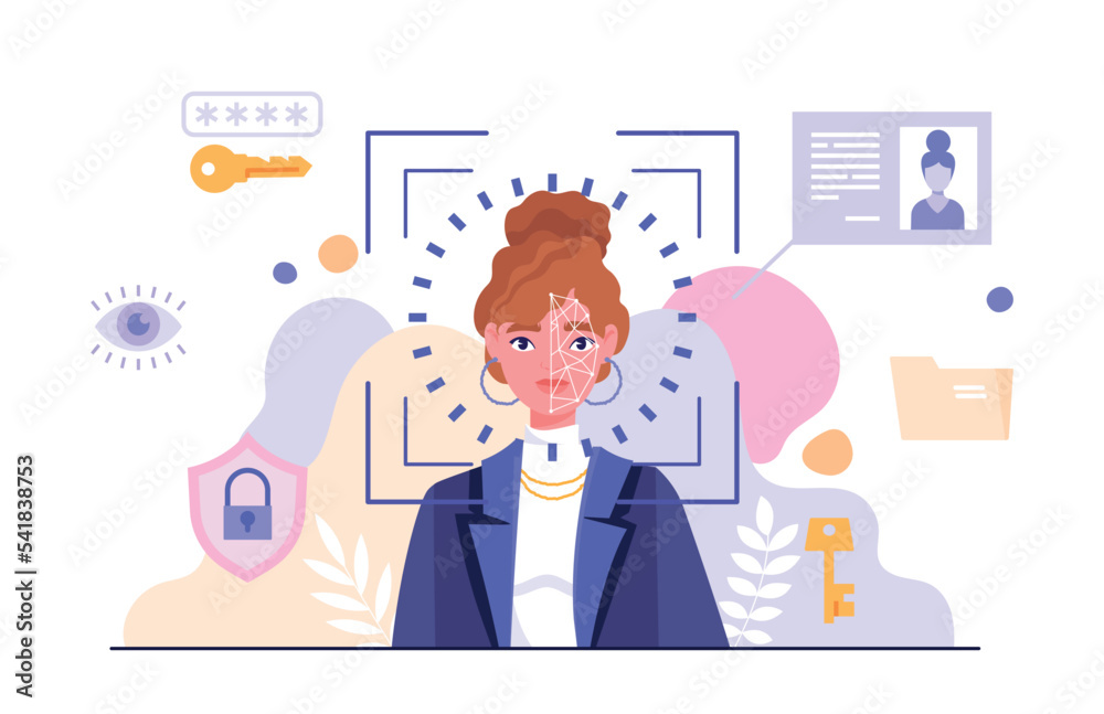 Face recognition concept. Authorization and authentication, identity ...