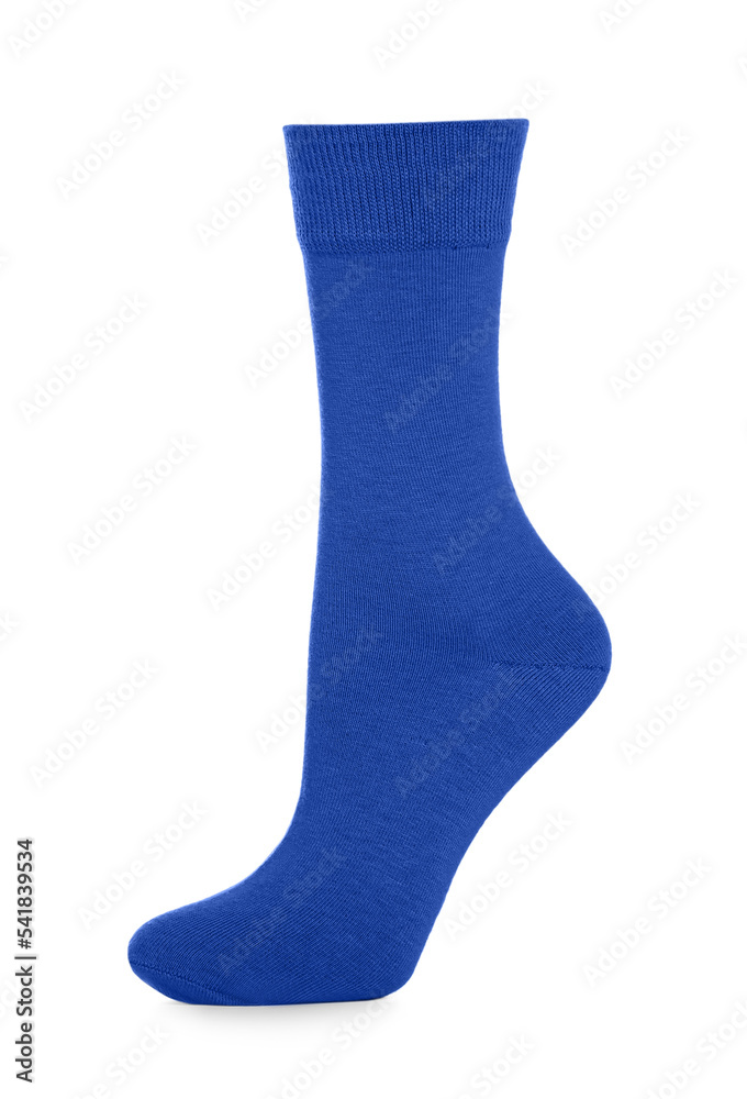 Blue sock isolated on white. Footwear accessory Stock Photo | Adobe Stock