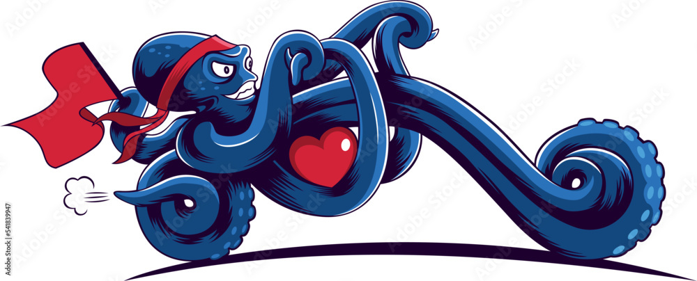 The Biker Octopus Riding The Chopper Created By Its Tentacles Stock ...