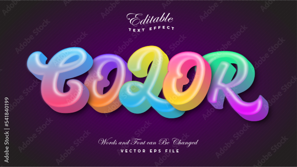 Color Gradient 3D Grafitti Bold Text Effect Stock Vector | Adobe Stock