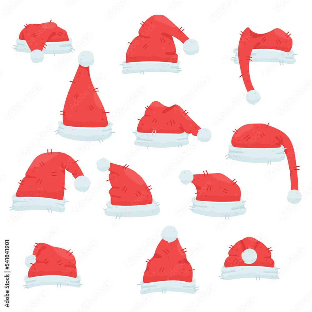 Santa hat hand drawn with cartoon style Stock Vector | Adobe Stock