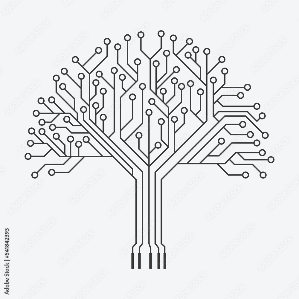 Abstract Circuit Board Tree. Technical circuit tree graphic ...