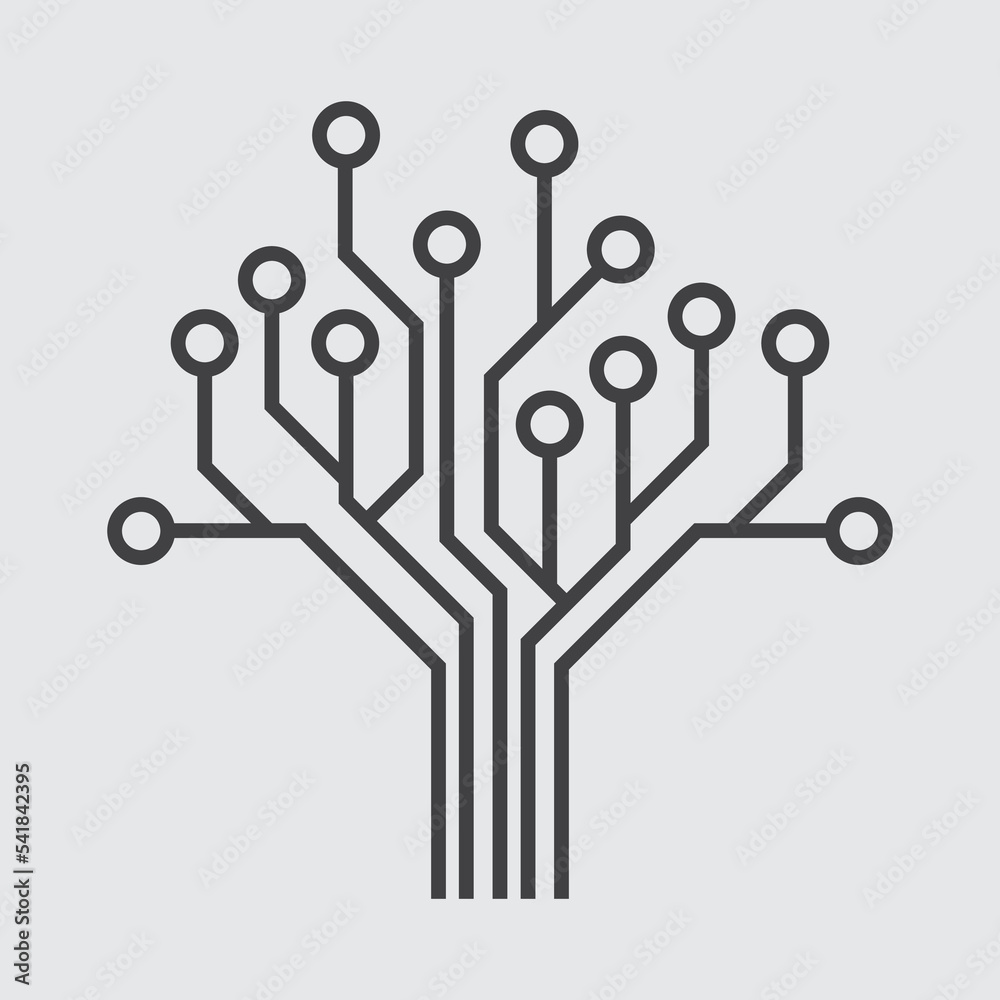 Abstract Circuit Board Tree. Technical circuit tree graphic ...
