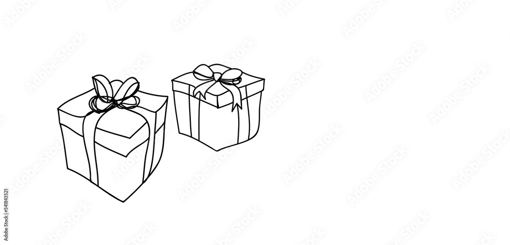 Gift box with ribbon bow , continuous line drawing, vector design Stock ...