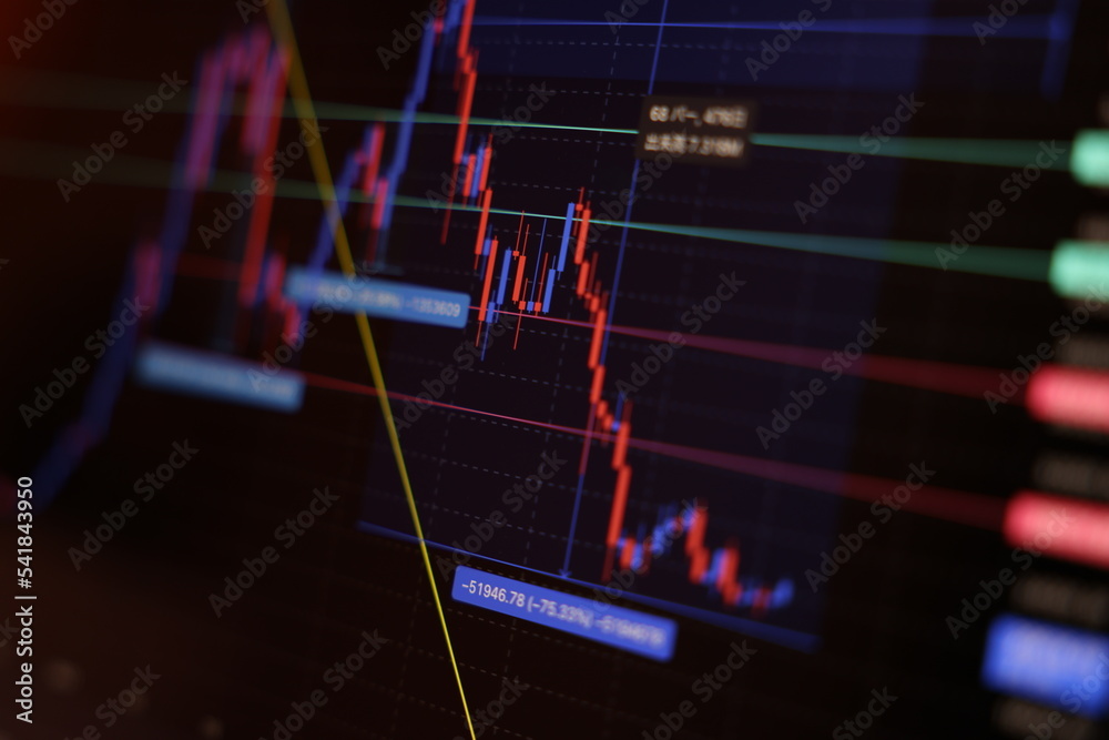 Display of quotes pricing graph visualization under black background ...