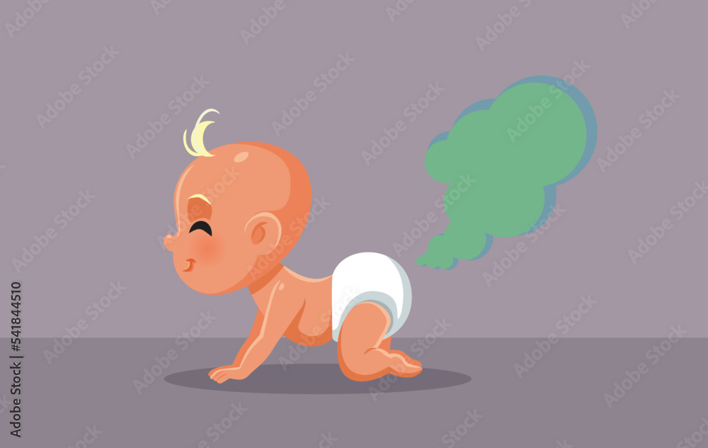 Cute Little Baby Having Gas Farting Vector Cartoon. Funny child having ...