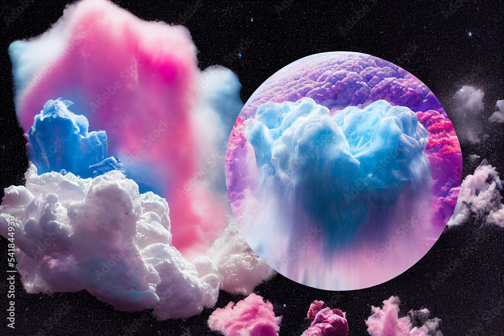 Colorful Universe Scene Inspired by Exploding Cotton Candy Illustration ...