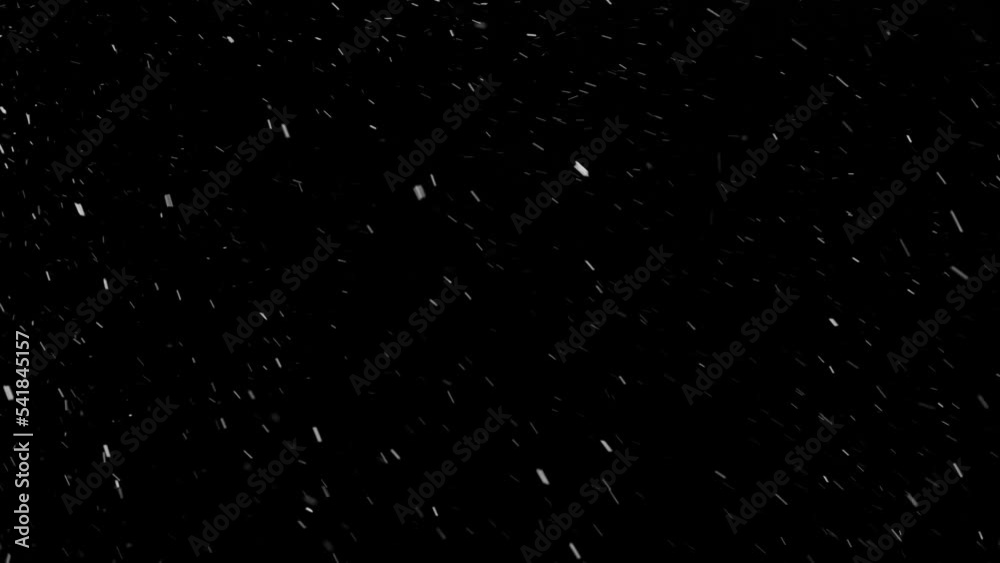 Winter real snowfall effect Snow storm isolated black background in 4K ...