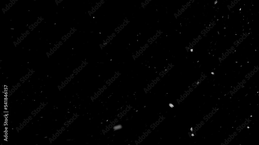 Slow Motion Winter real snowfall effect Snow storm isolated black ...
