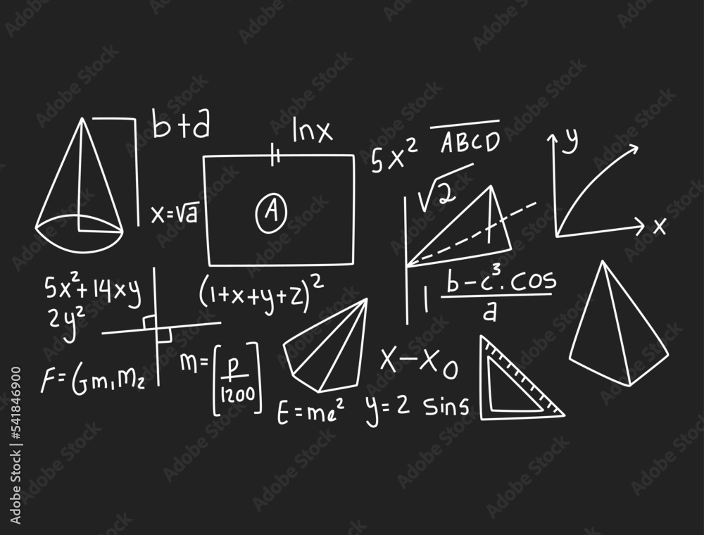 Realistic math chalkboard background illustration Stock Vector | Adobe ...