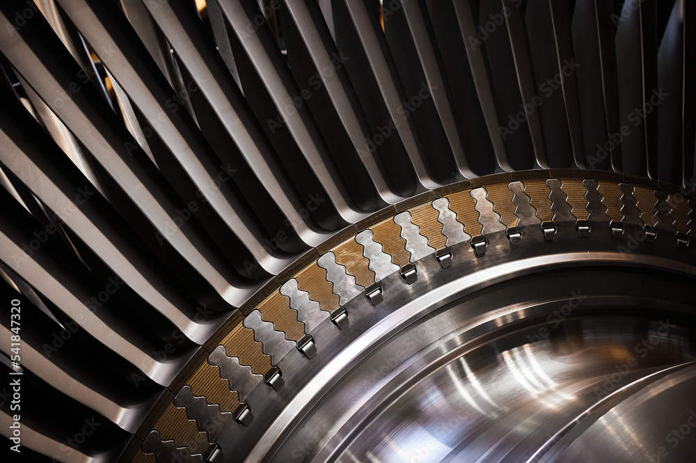 Shaft and blades of a powerful steam turbine. Elements for fastening ...