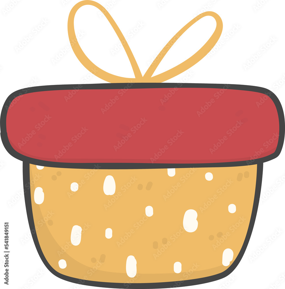 Cute Christmas present gift box cartoon doodle hand drawing Stock ...