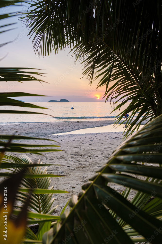 Sunset on a tropical beach on the Island of Koh Chang Thailand. Stock ...