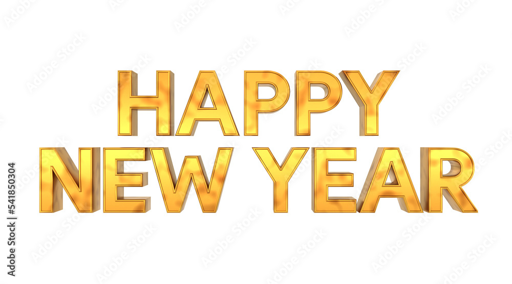 happy new year text gold color in transparent background for flyer ...