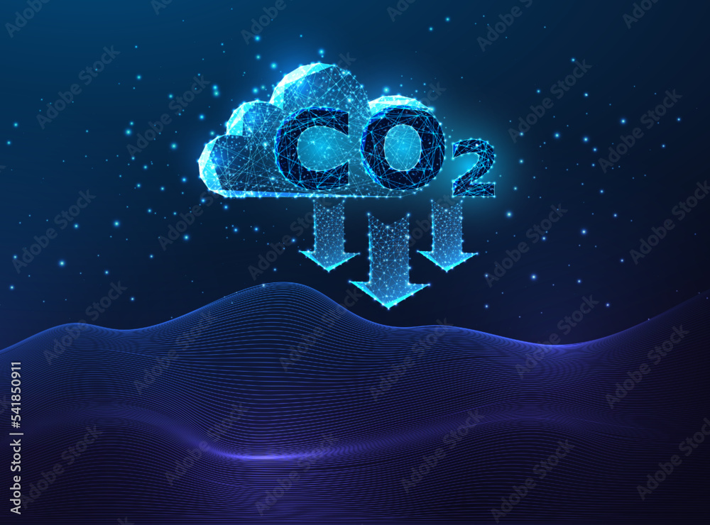 Carbon capture technology concept with Carbon dioxide cloud and ...