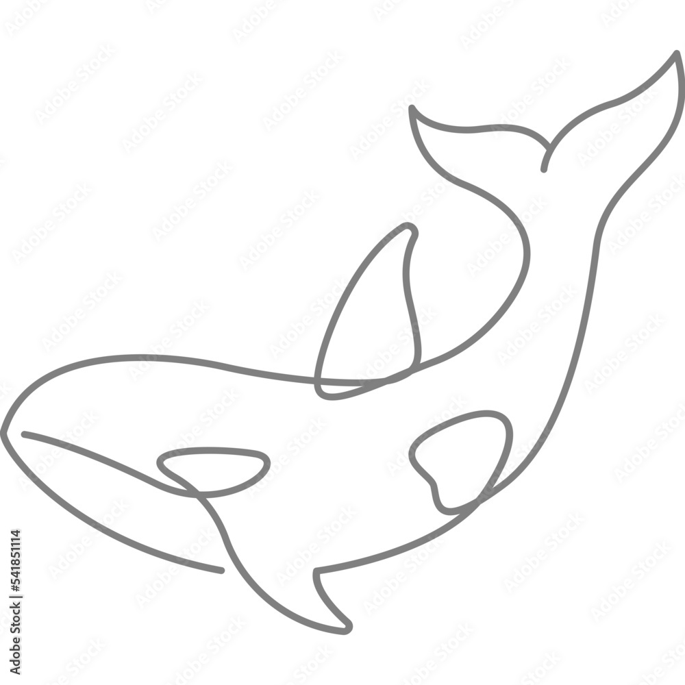 Killer whale Orca continuous line art minimal style vector illustration ...