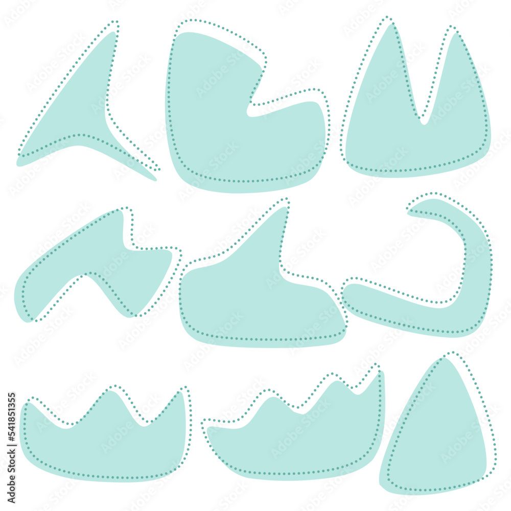 Organic Shape. Set of abstract organic shapes with dots line art. Fluid ...