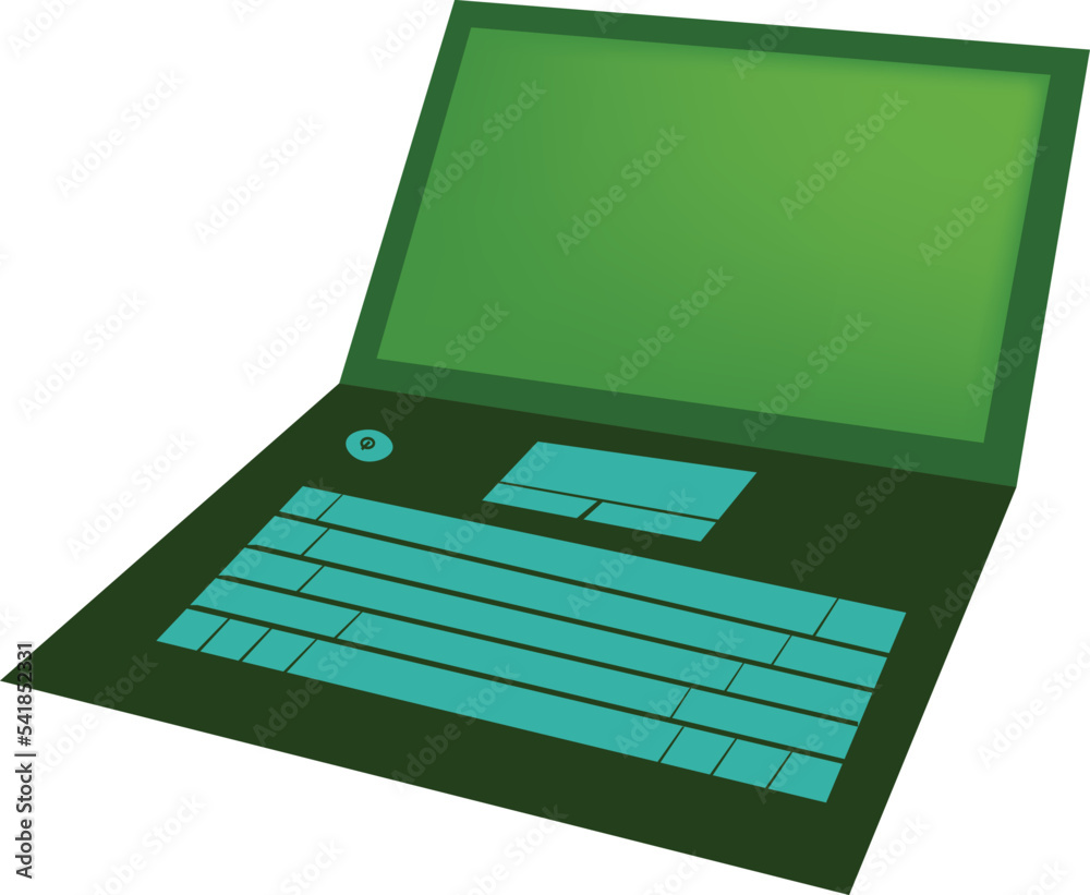 green laptop icon notebook with blue keyboard illustration tablet pc ...