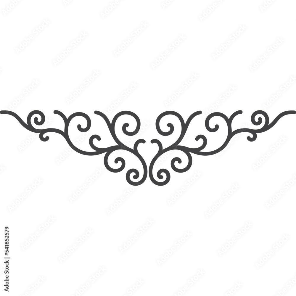 divider border floral and flourish ornament line art. Curved line ...
